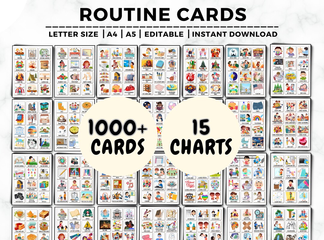 Daily Routine Cards, Visual Schedule, Routine Chart for Kids, Morning ...