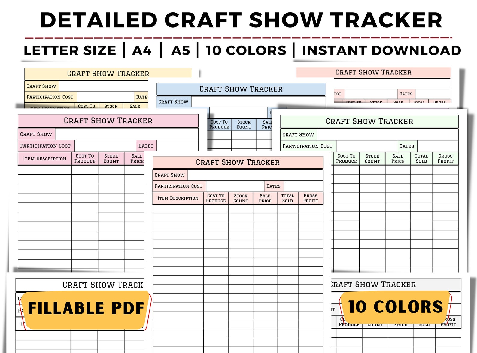 Craft Show Tracker Printable Craft Fair Planner Craft Show - Etsy