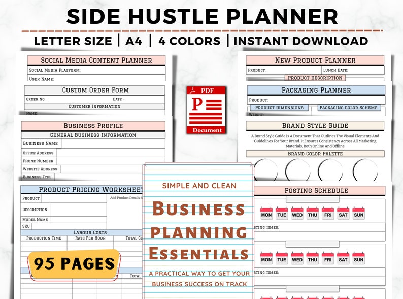 Side Hustle Planner Printable Business Planner Bundle Work - Etsy