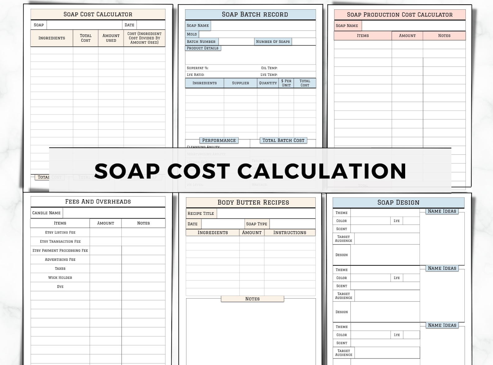 Soap Business Planner, Soap Making Business, Soap Recipe Sheet, Soap ...