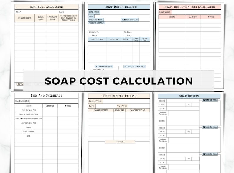 Soap Business Planner, Soap Making Business, Soap Recipe Sheet, Soap ...