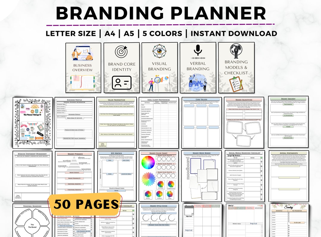 Branding Planner, Branding Strategy Workbook, Brand Expert, Online ...
