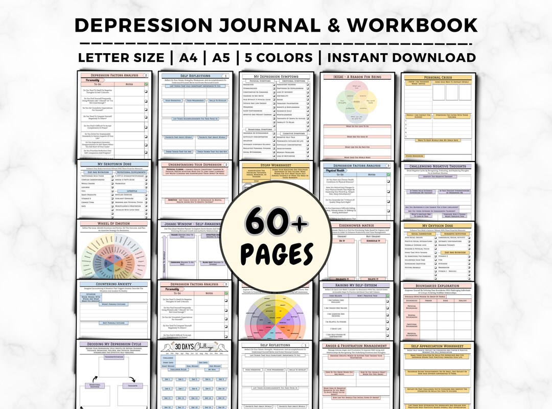 Depression Coping Skills Workbook | CBT + DBT Worksheets | Mental ...