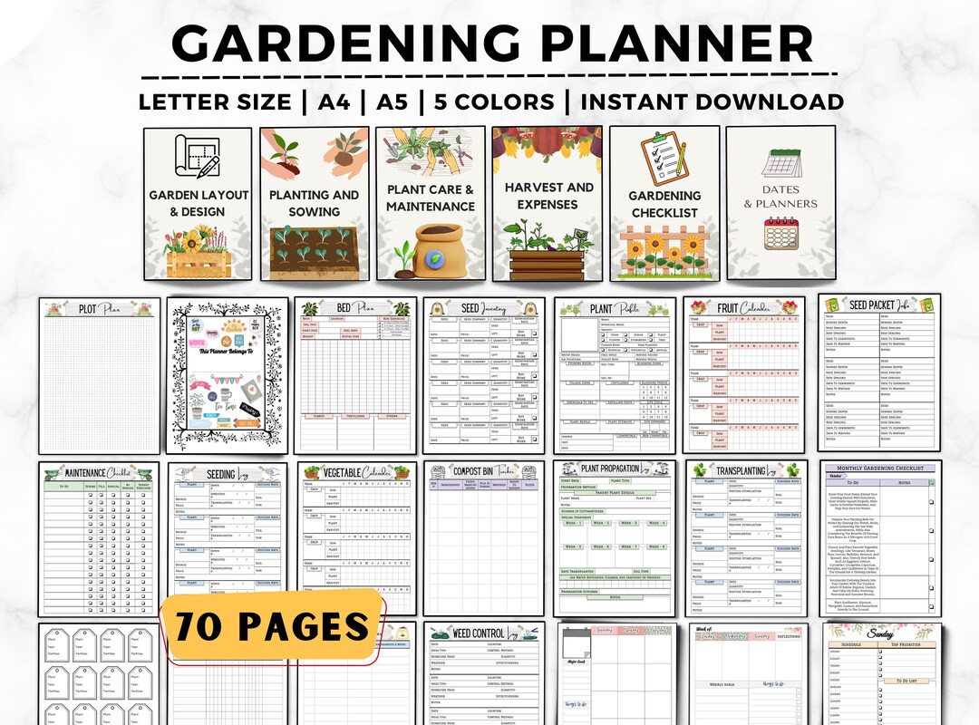 Gardening Planner, Gardening Journal, Checklist, Gardening Organizer ...