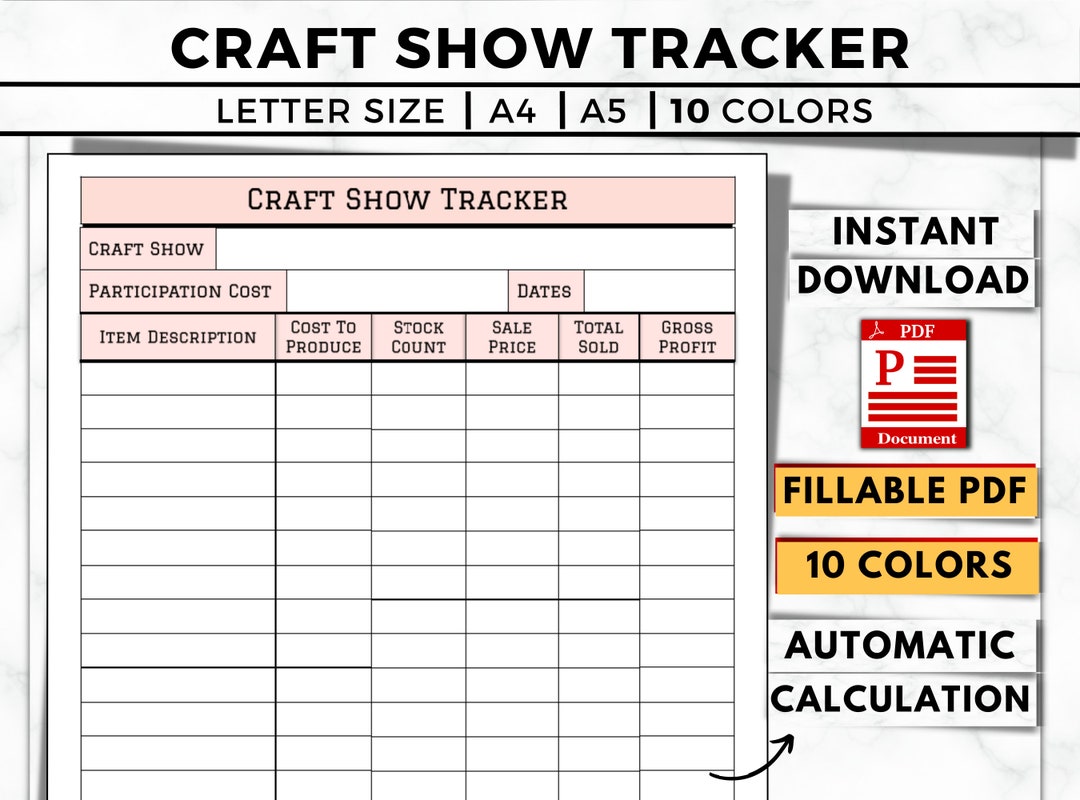 Craft Show Tracker Printable, Craft Fair Planner, Craft Show Order Form ...