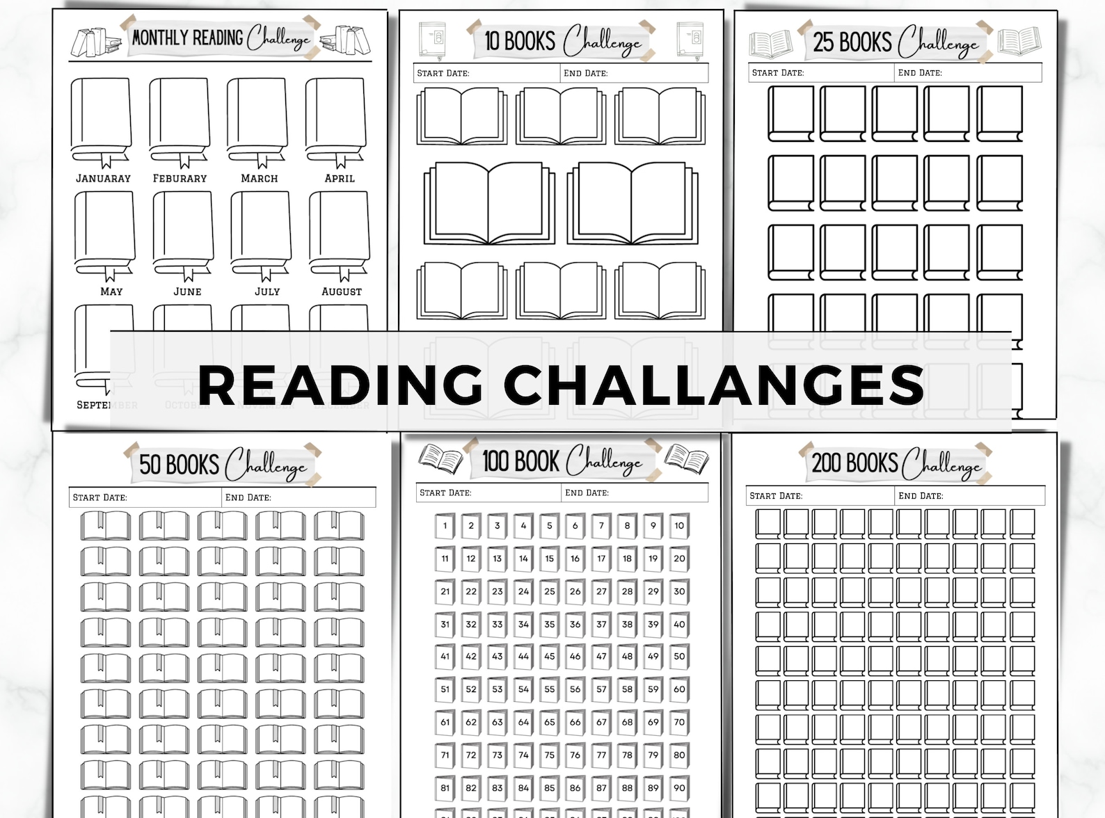 Reading Journal Printable, Book Reading Planner, Reading Challenge ...