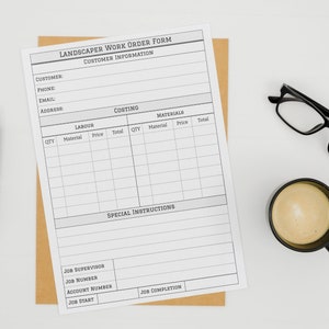 Lawn Care Client Log Book, Landscaping Work Order (printable & Editable ...