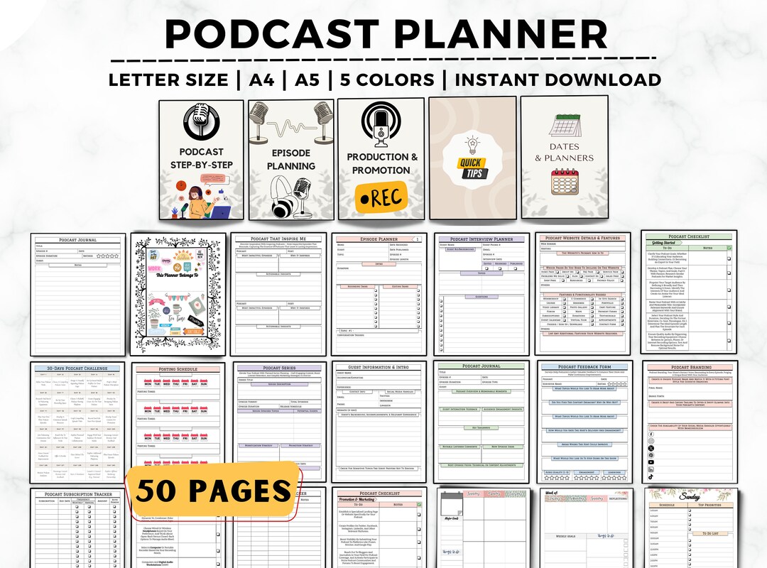 Podcast Planner, Podcast Journal, Podcast Content Planner, Podcast ...