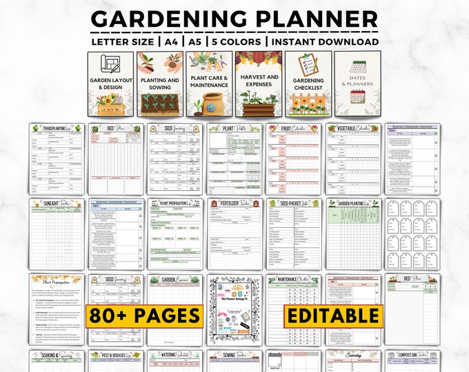 Ultimate Gardening Planner & Journal, Checklists, Grid Pages, Crop ...