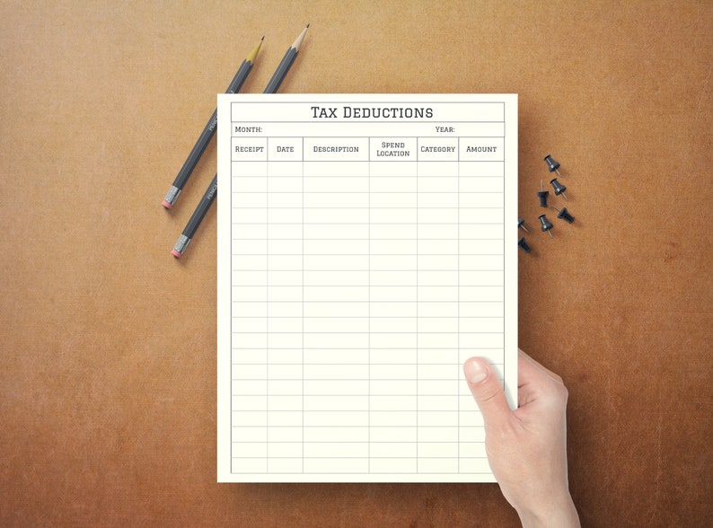 Tax Deduction Tracker Printable Editable Business Tax Log - Etsy