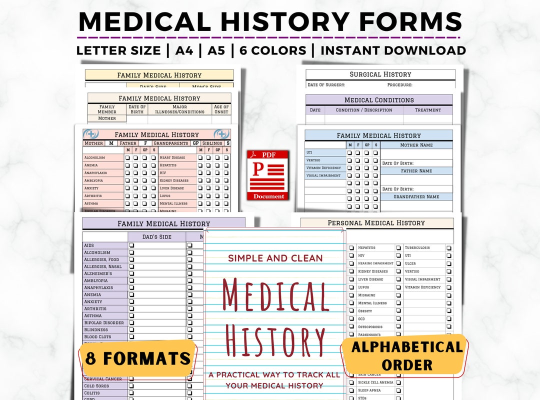 Medical History Form Printable , Family Medical History Template ...