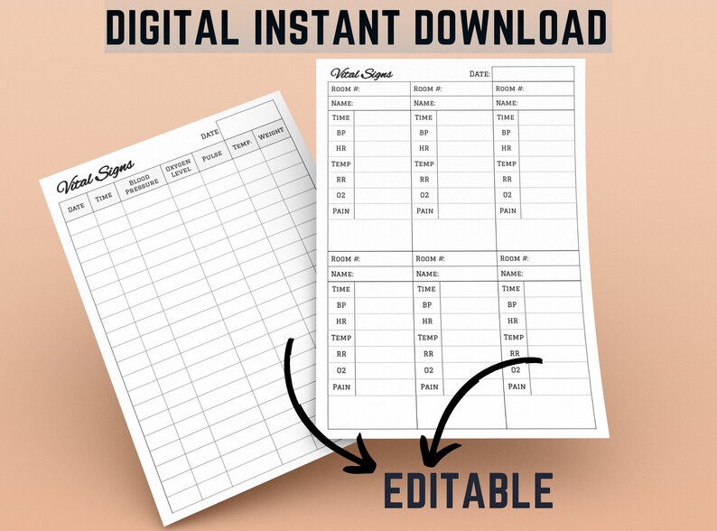 Vital Sign Sheet Printable Editable Vital Signs Report Sheet - Etsy Vital Sign Sheet Printable Editable Vital Signs Report Sheet - Etsy