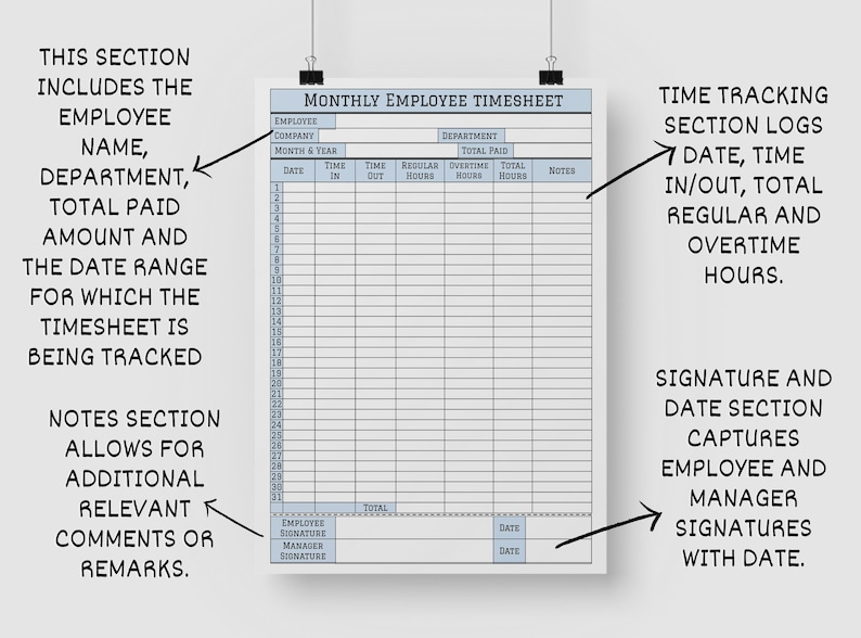 Monthly Timesheet, Editable Timesheet Form, Printable Timesheet ...