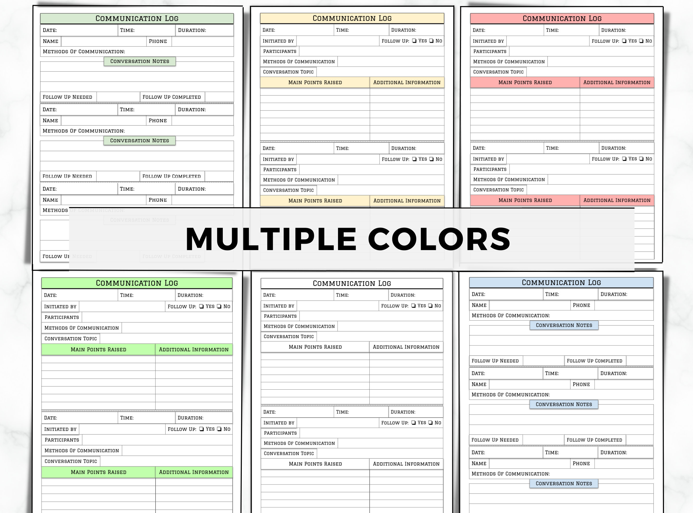 Communication Log Printable, Contact Tracker (fillable PDF) - Etsy