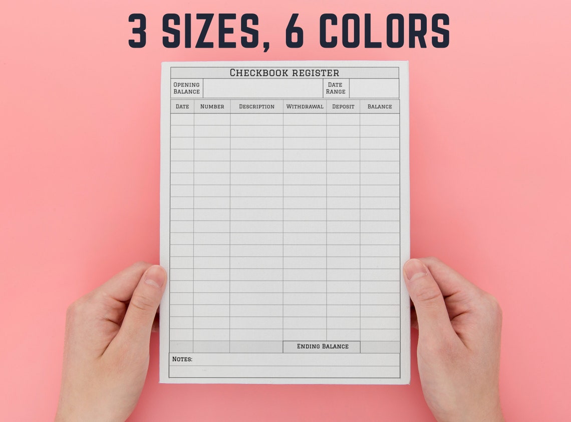 Printable Checkbook Register: Bank Transaction Tracker Sheet (editable ...