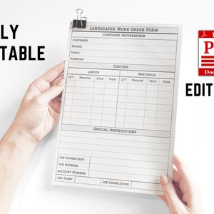 Lawn Care Client Log Book, Landscaping Work Order (printable & Editable ...