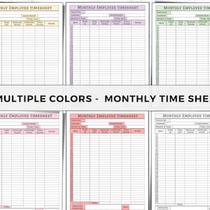 Monthly Timesheet, Editable Timesheet Form, Printable Timesheet ...