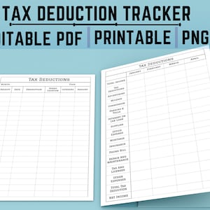 Tax Deduction Tracker Printable, Editable Business Tax Log (PDF) - Etsy
