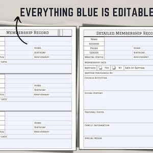 Church Membership Record Book, Pastor Secretary Admin (printable ...