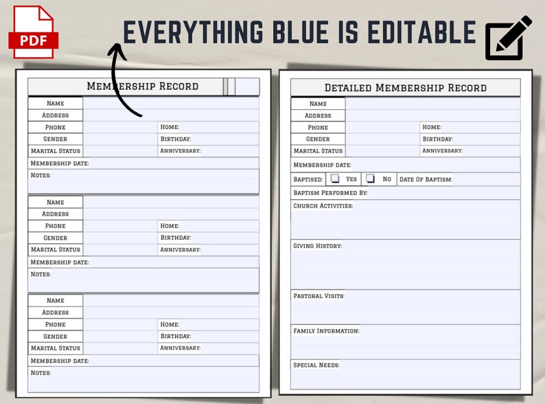 Church Membership Record Book for Church Administration - Etsy