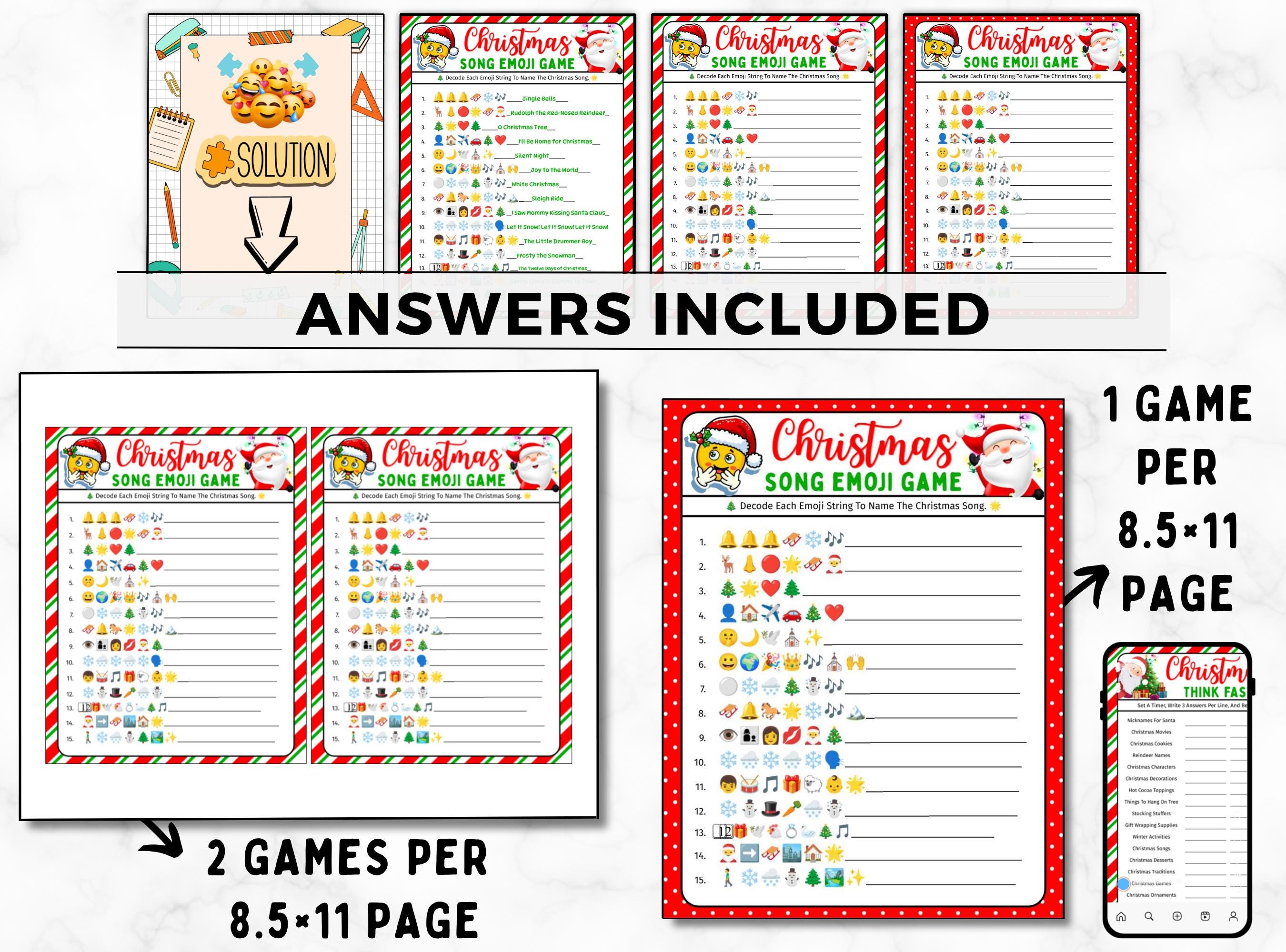 Christmas Songs Emoji Game, Emoji Pictionary Christmas Songs, Christmas ...