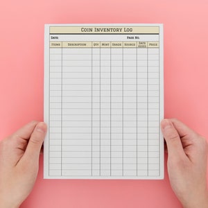 Coin Collection Printable, Coin Inventory Log Book for Coin Collectors ...