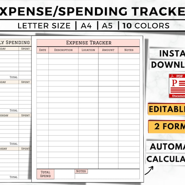 Printable Expense Log - Etsy