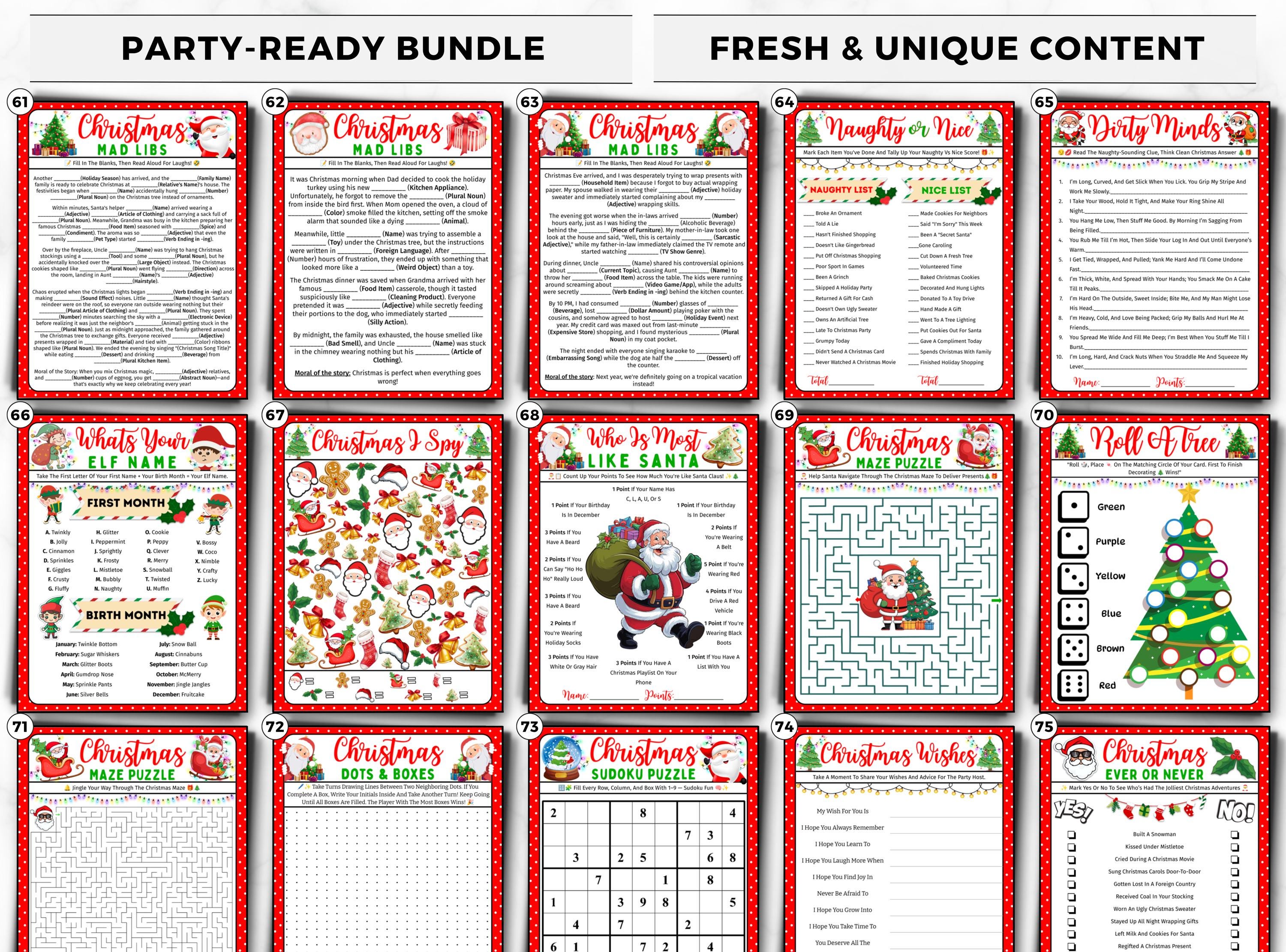 Christmas Games Bundle, 90 Christmas Party Games for Adults and Kids ...