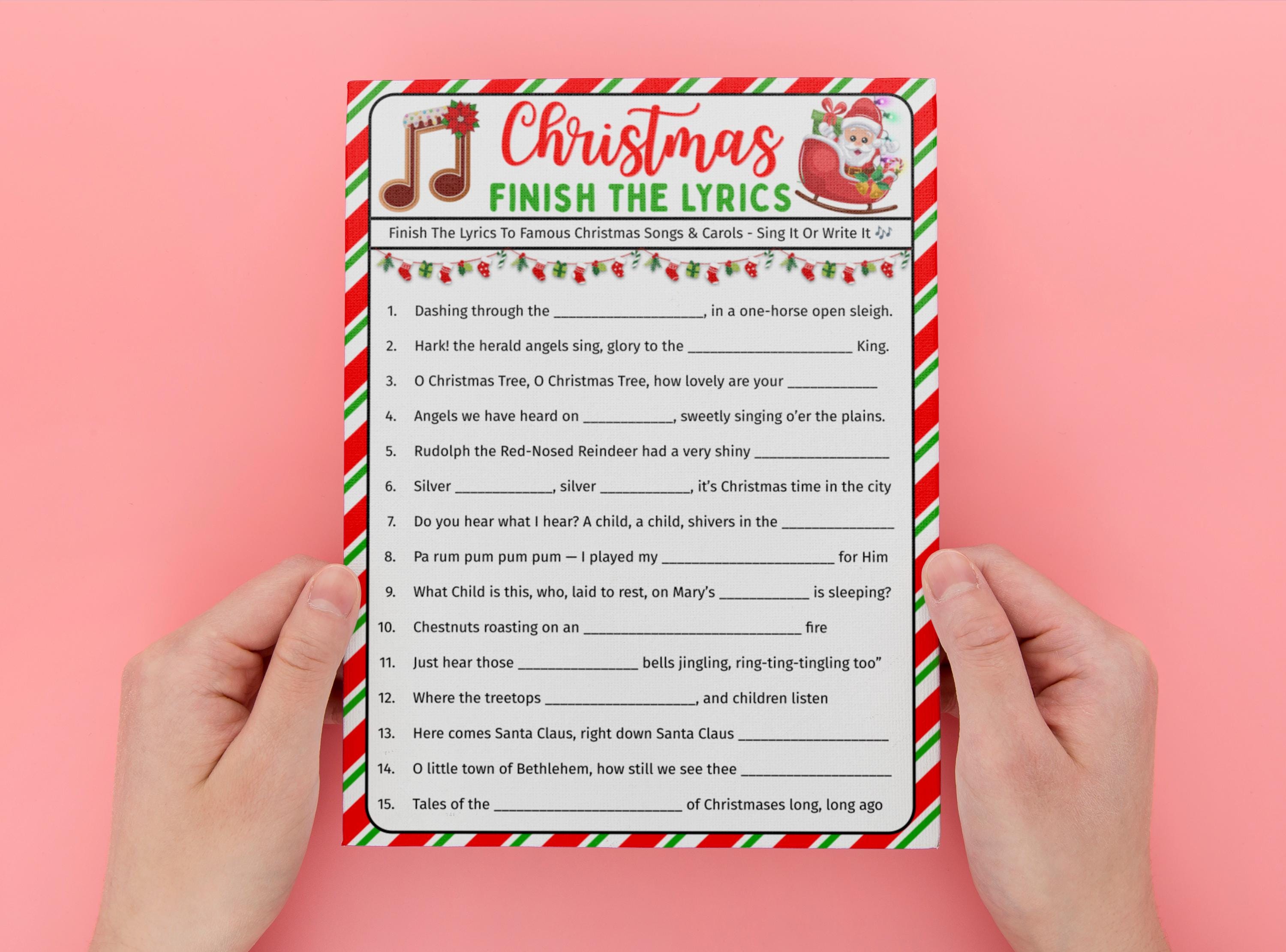 Christmas Finish the Lyrics, Christmas Song Games, Christmas Music ...