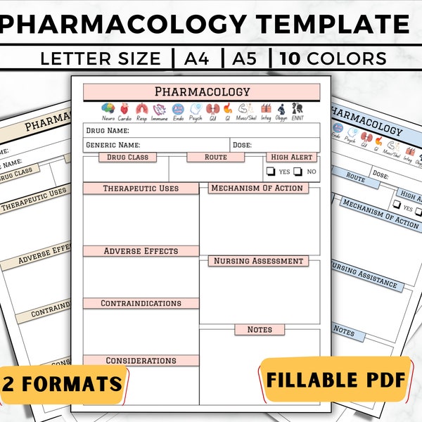 Nursing Pharmacology Template Editable - Etsy