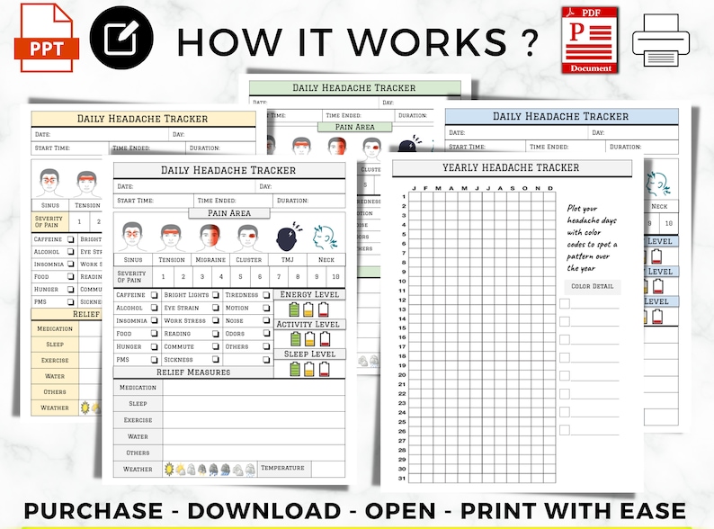 Migraine Headache Tracker Printable, Symptoms & Relief Journal (PDF) - Etsy