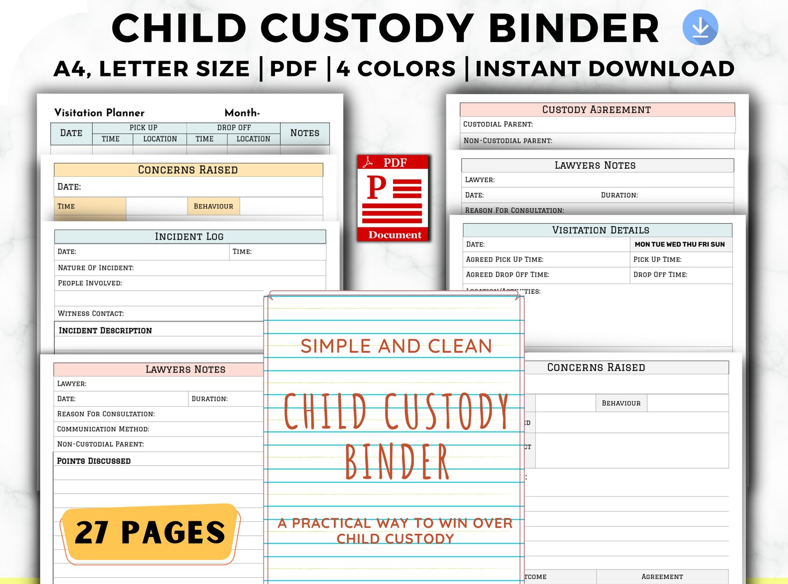 Child Custody Binder Custody Planner Coparenting Calendar - Etsy