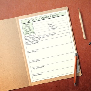 Church Membership Record Book, Pastor Secretary Admin (printable ...