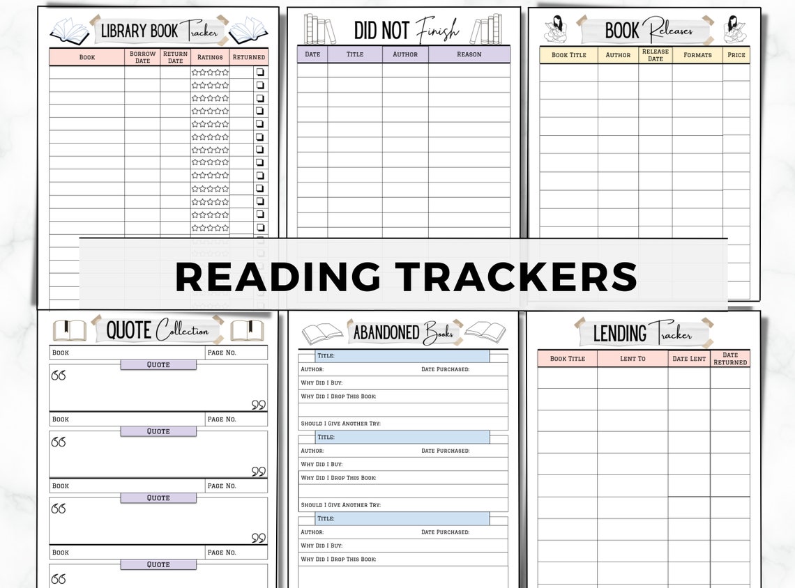 Reading Journal Printable, Book Reading Planner, Reading Challenge ...