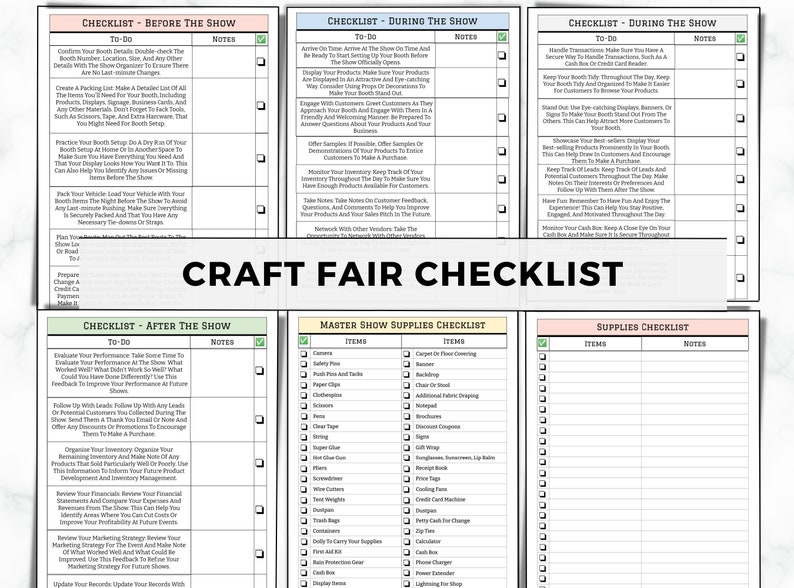 Craft Fair Planner, Craft Show Templates, Market Stall Planner ...