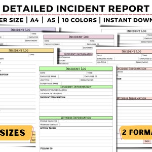Incident Report Form, Editable Incident Log, Accident Reporting Sheet ...