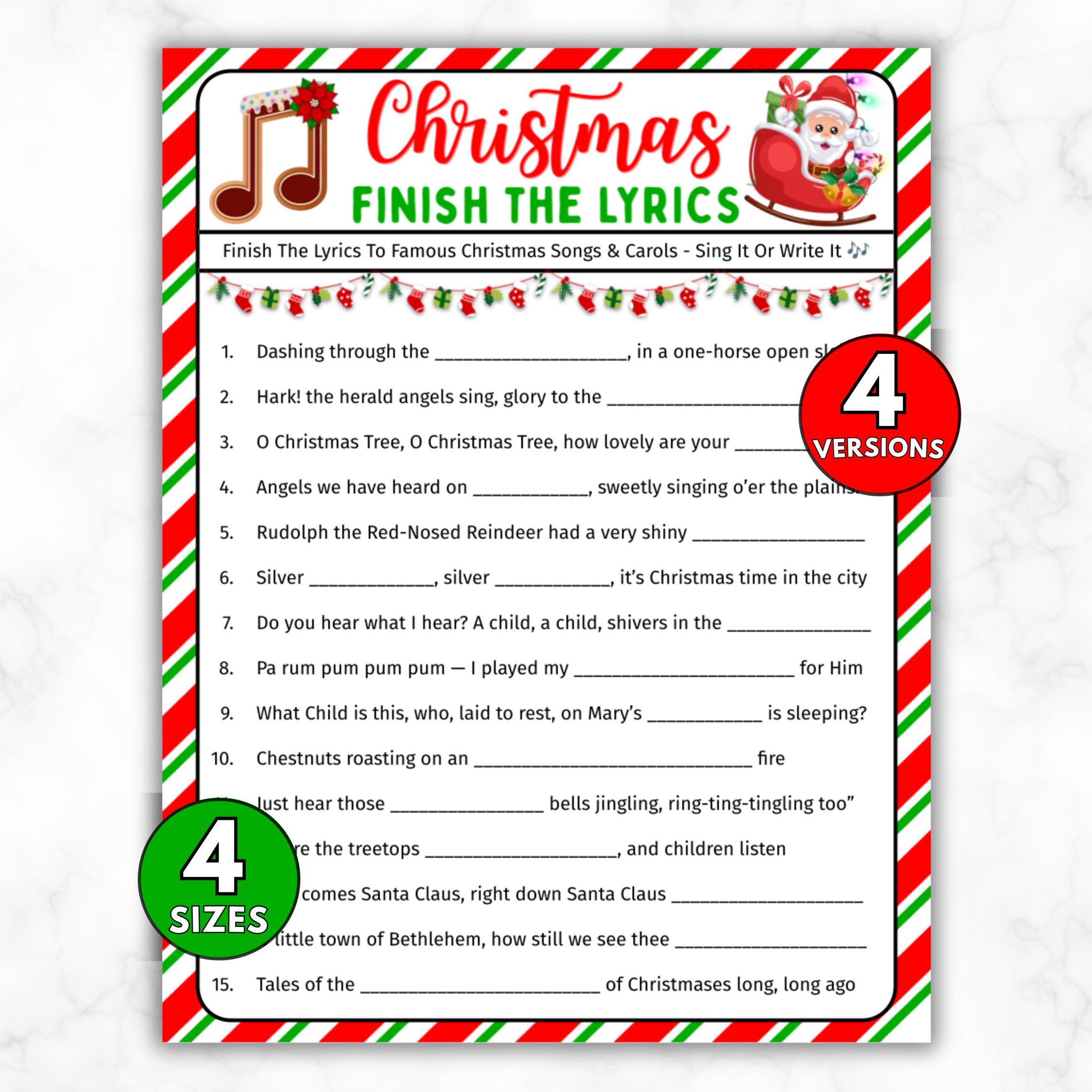 Christmas Finish the Lyrics Game, Christmas Song Games, Christmas Music ...