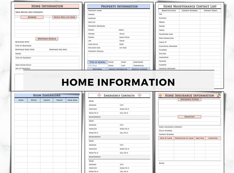 Home Maintenance Planner, Home Improvement Planner, Fillable Home ...