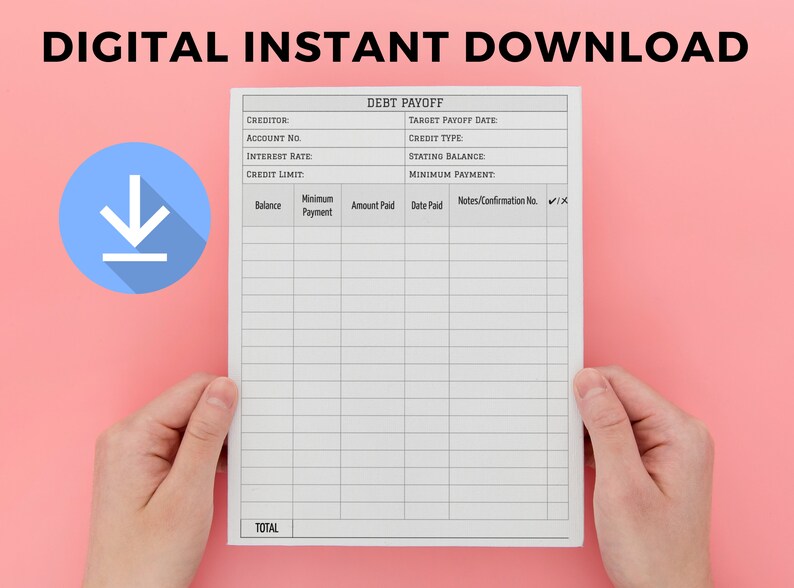 Debt Payment Tracker Printable Editable Debt Payoff Log - Etsy