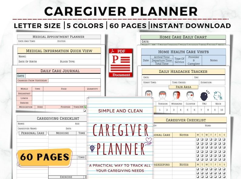 Caregiver Planner Printable Home Health Care Form Caregiver - Etsy