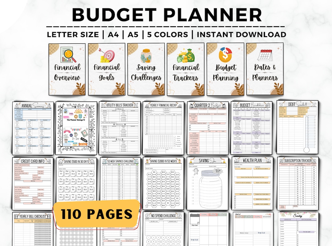 Budget Finance Planner Bundle, Finance Tracker, Money Saving Challenge ...