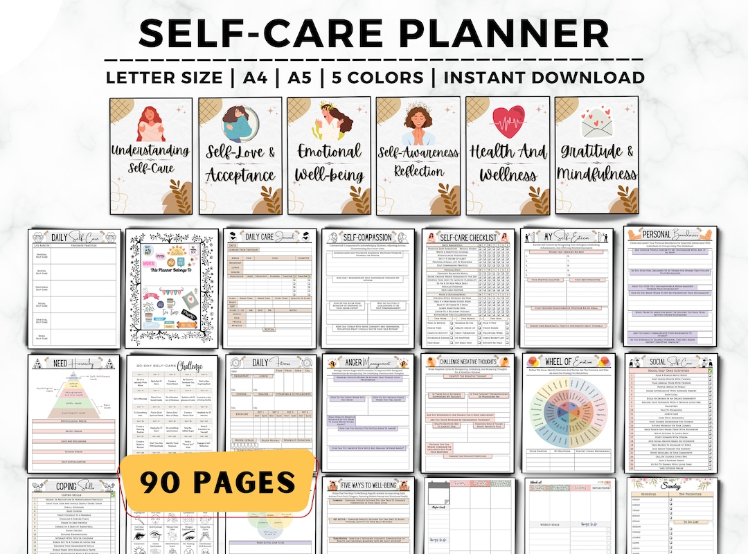 Self Care Planner, Self Care Checklist, Self-love Journal, Mindfulness ...