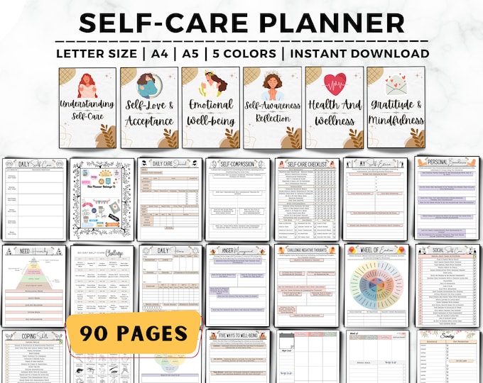 Planificateur de soins personnels, liste de contrôle pour prendre soin ...