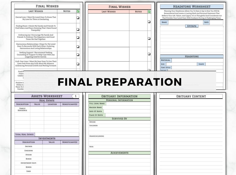End of Life Planner, Last Wishes Planner, Estate Planning, Will, Final ...