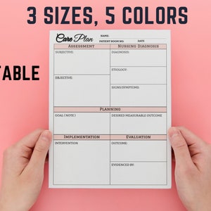 Nursing Care Plan Template, Editable Nursing Report Sheet, Student ...