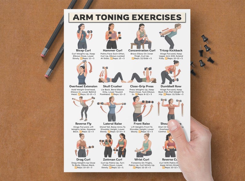 Arms Toning Dumbbell Exercises, Arm Workout for Women, Biceps Shoulders ...