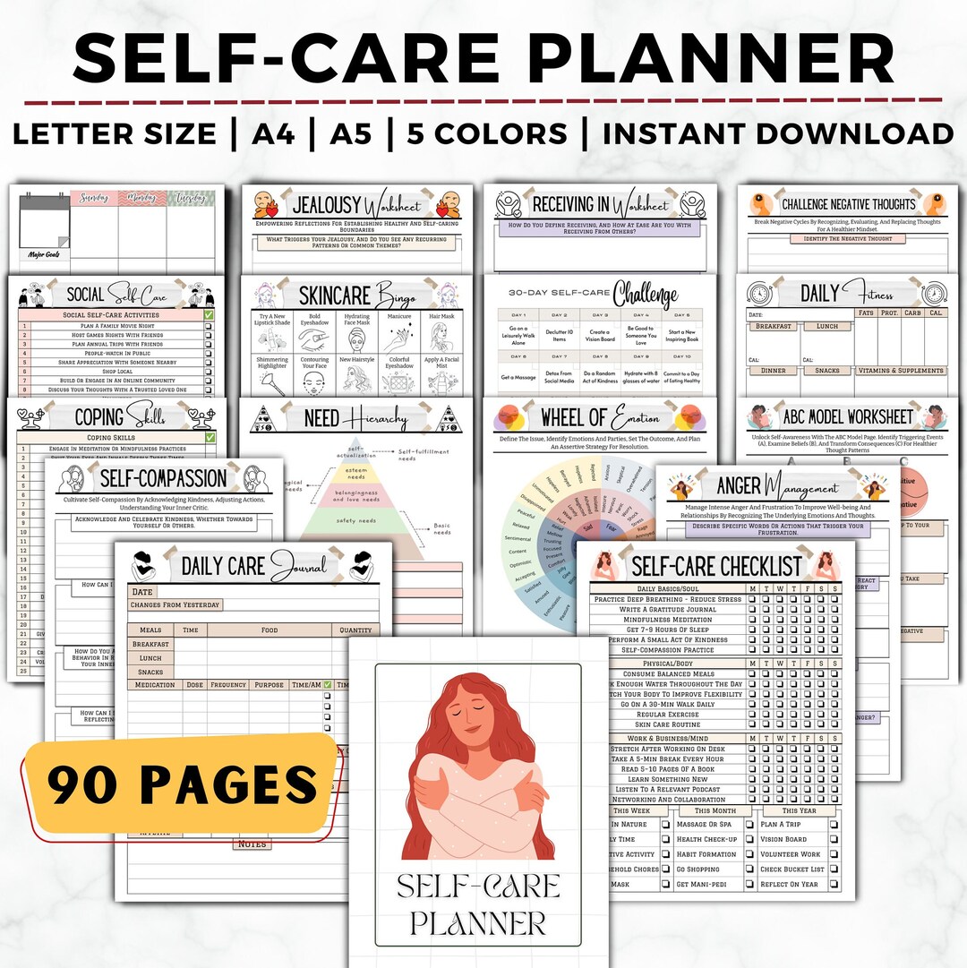 Self Care Planner, Self Care Checklist, Self-love Journal, Mindfulness ...