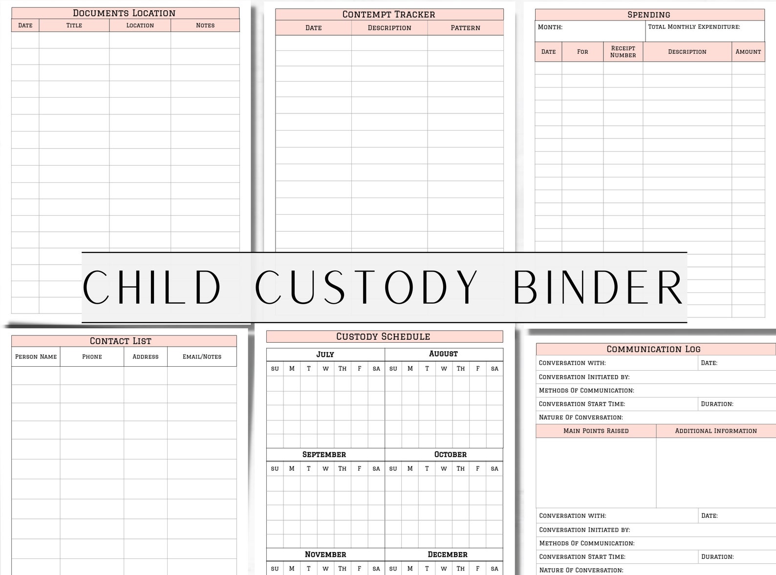 Child Custody Binder, Custody Planner, Coparenting Calendar, Single ...