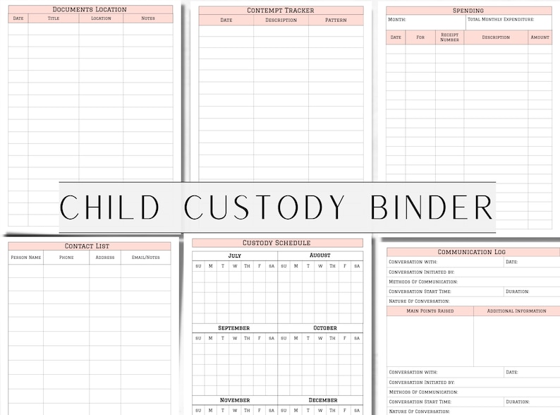 Child Custody Binder Custody Planner Coparenting Calendar - Etsy