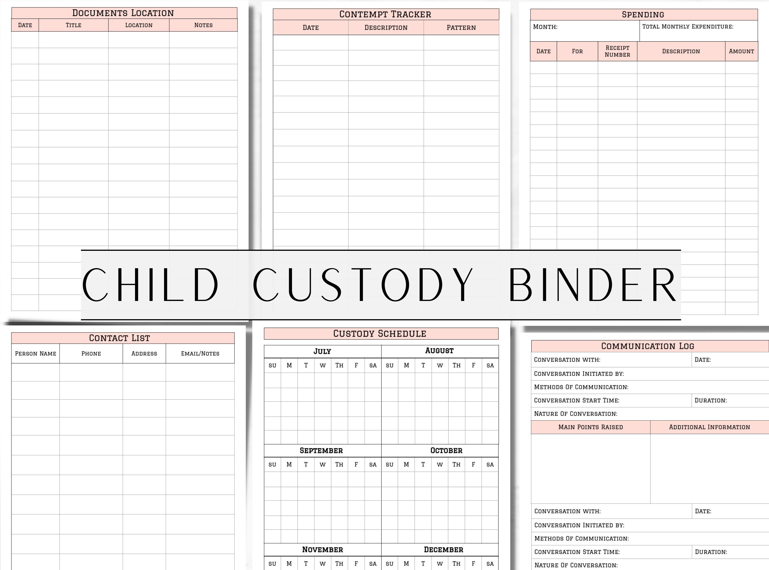 Child Custody Binder, Custody Planner, Coparenting Calendar, Single ...